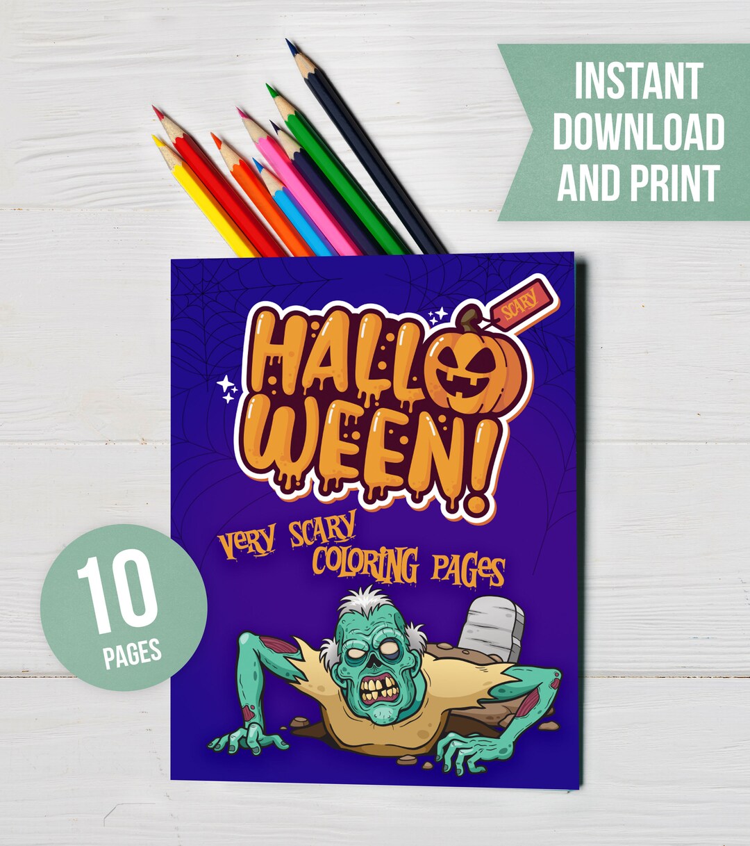 Halloween Coloring Book 10 Pages | Happy Halloween Coloring Pages for ...