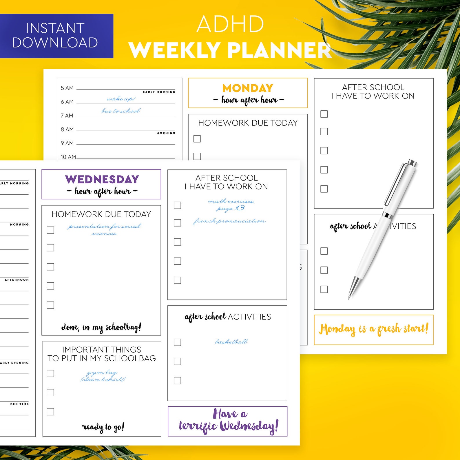 ADHD Weekly Planner - Etsy