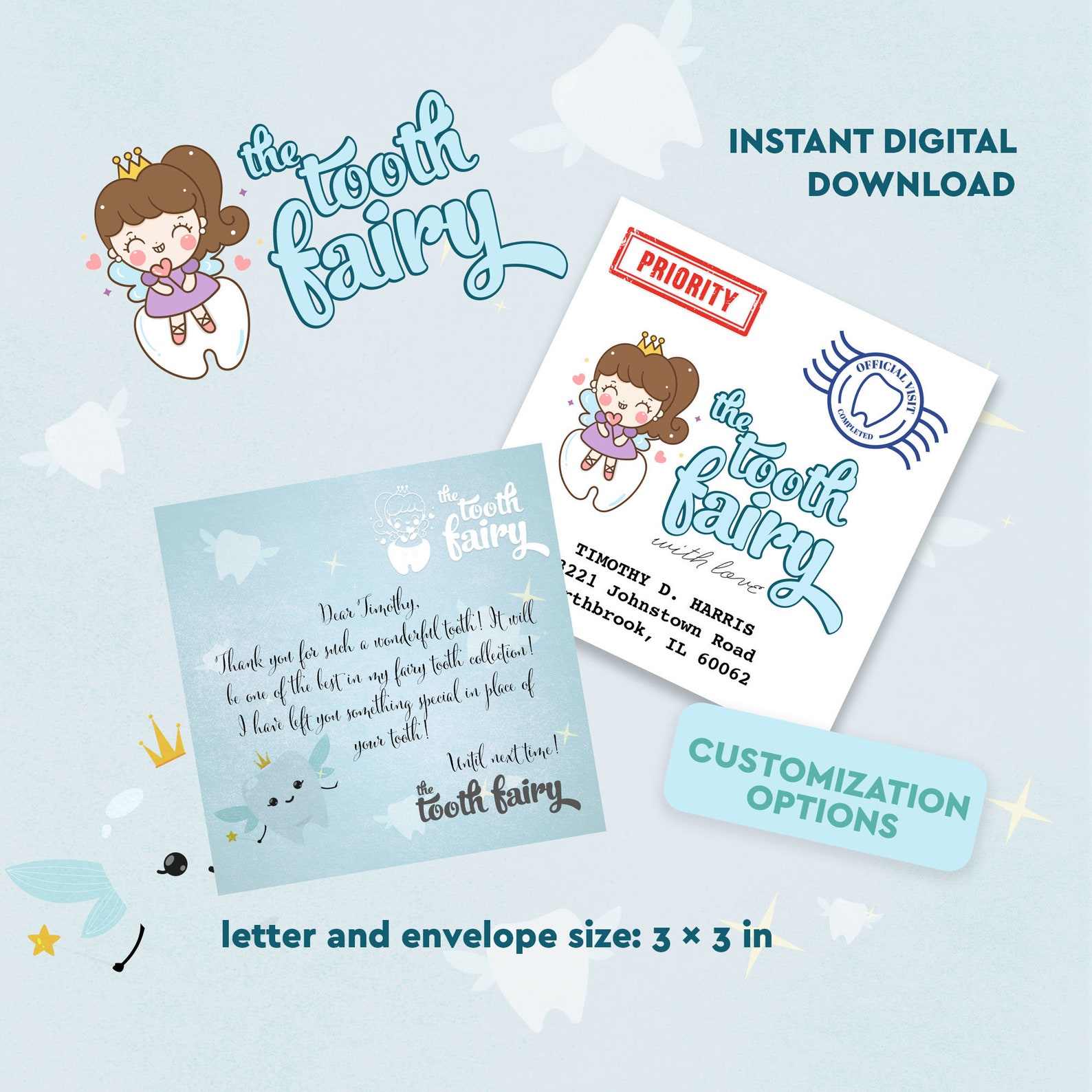 Editable Tooth Fairy Letter Tooth Fairy Envelope Babytooth - Etsy