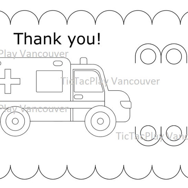 Ambulance Thank You Card - Etsy