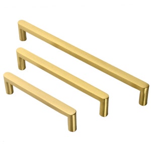 Minimalism Solid Brass Kitchen Cabinet Pulls and Handles Gold - Etsy