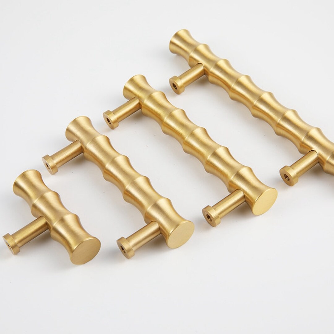 Brass Bamboo Kitchen Cabinet Knobs and Pulls Vintage Furniture Drawer ...
