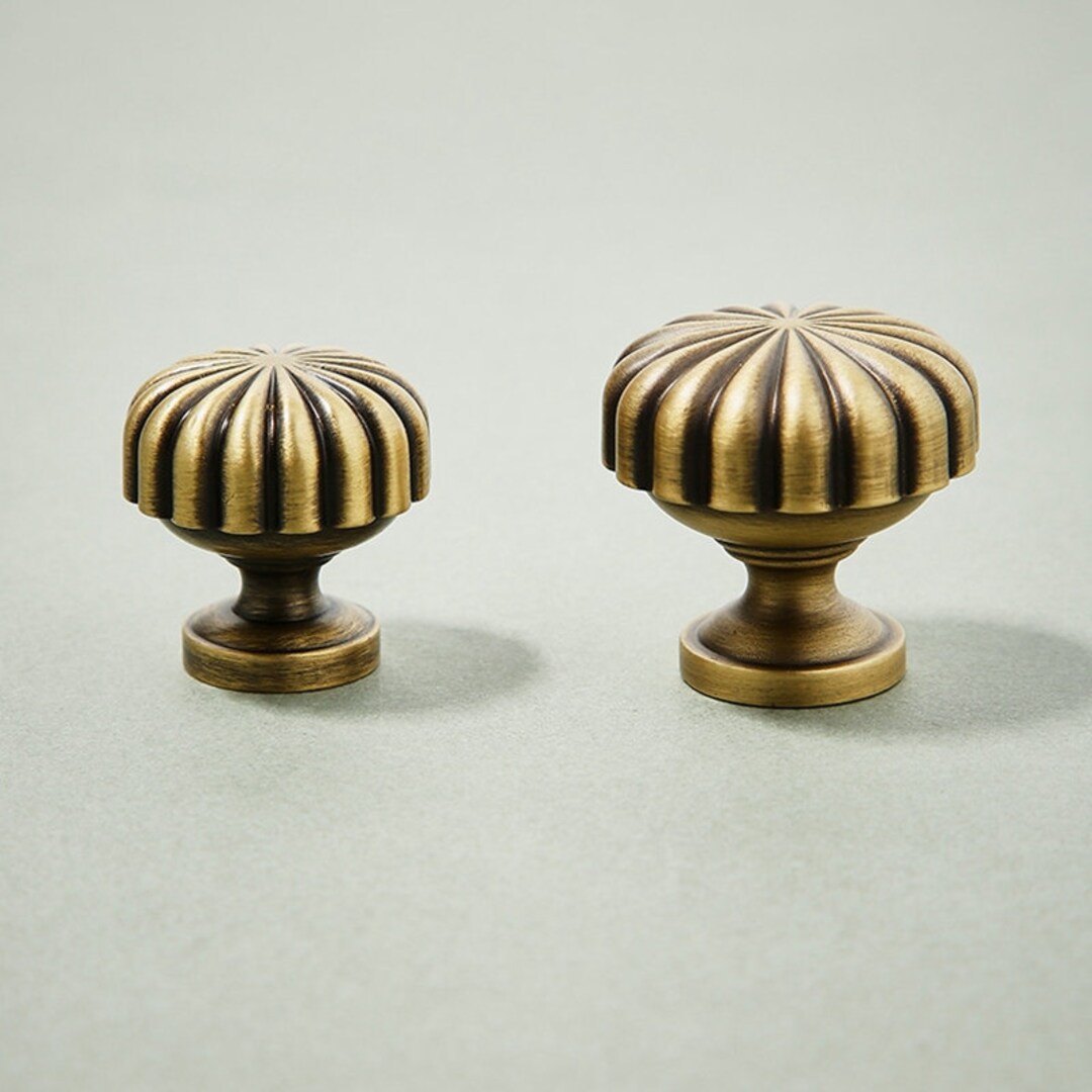 Antique Brass Kitchen Cabinet Drawer Knobs and Pulls Retro Pumpkin ...
