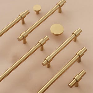 Solid Brass Drawer Dresser Pulls Kitchen Cabinet Knobs and Handles Gold ...