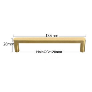 Minimalism Solid Brass Kitchen Cabinet Pulls and Handles Gold Drawer Cupboard Furniture Door ...