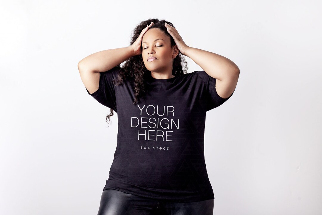 Black Tshirt Mockup, Black Model Mockup, Plus Size Mockup, Bella Canvas ...