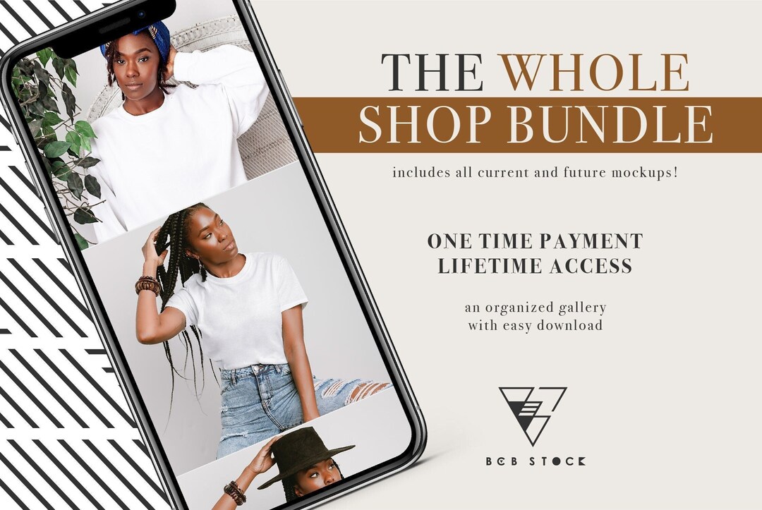 Whole Shop Mockup Bundle, Black Mockups, Plus Size Mockups, Black Model ...