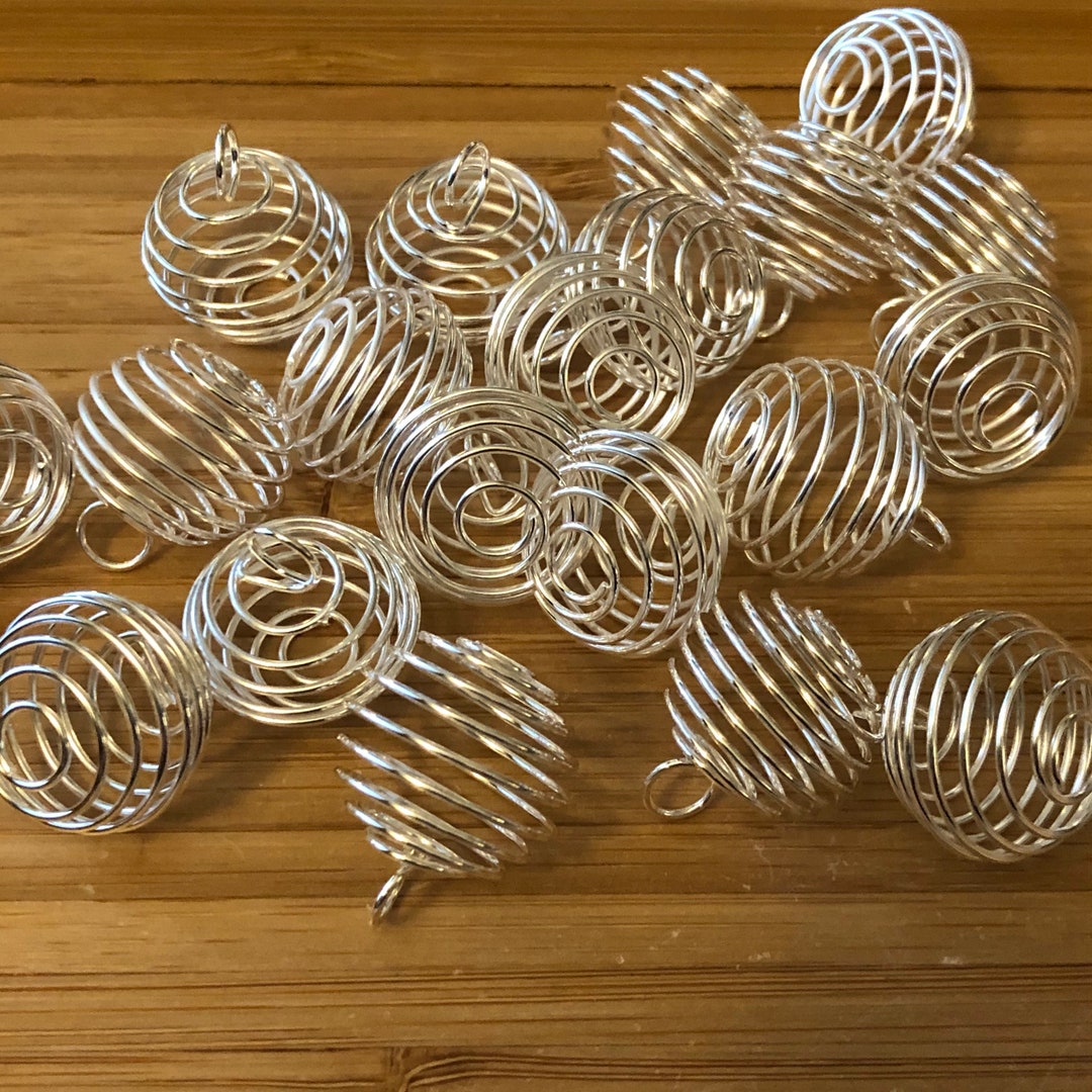 Cage Pendant Coil Silver Tone Small Holder Wear Favorite - Etsy