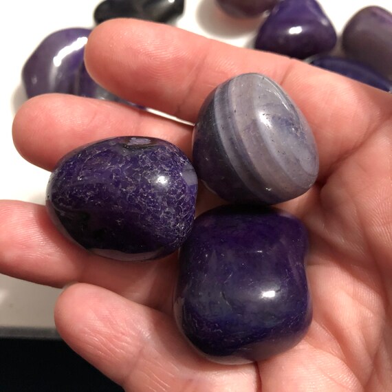 Purple Agate Large Tumbled Stones Crystals Fascinating Dyed | Etsy