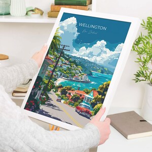 Wellington Travel Poster, Travel Print of Wellington, New Zealand Art ...