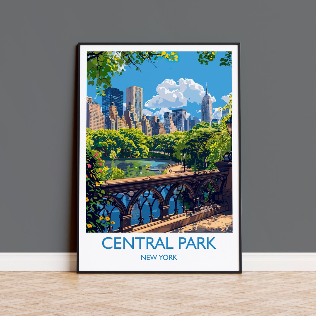 Central Park New York Travel Print Wall Art, Travel Poster of Central ...