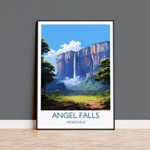 Angel Falls Poster, Travel Print of Angel Falls, Venezuela Art, Angel ...