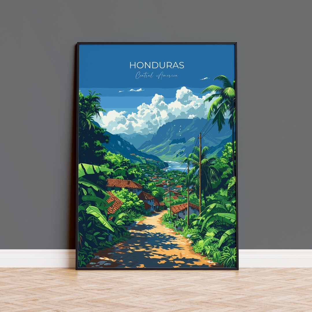 Honduras Travel Poster, Travel Print of Honduras, Central America ...