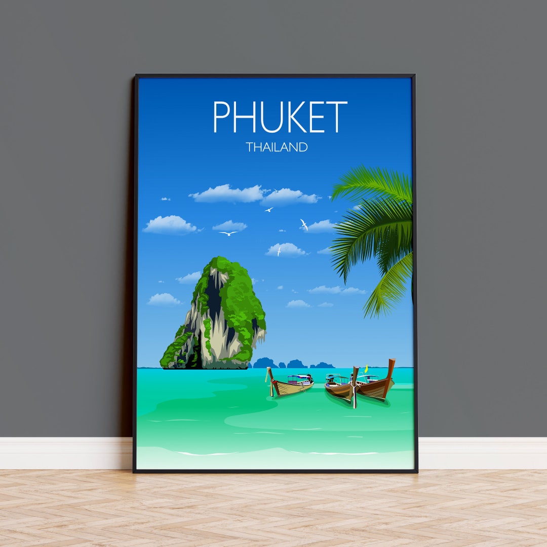 Travel Poster of Phuket, Travel Print of Phuket, Thailand, Travel ...
