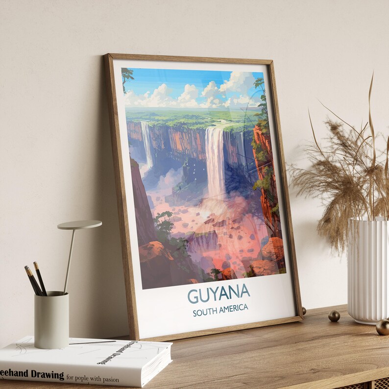 Guyana Travel Print, Travel Poster of Guyana, South America, Guyana Art ...