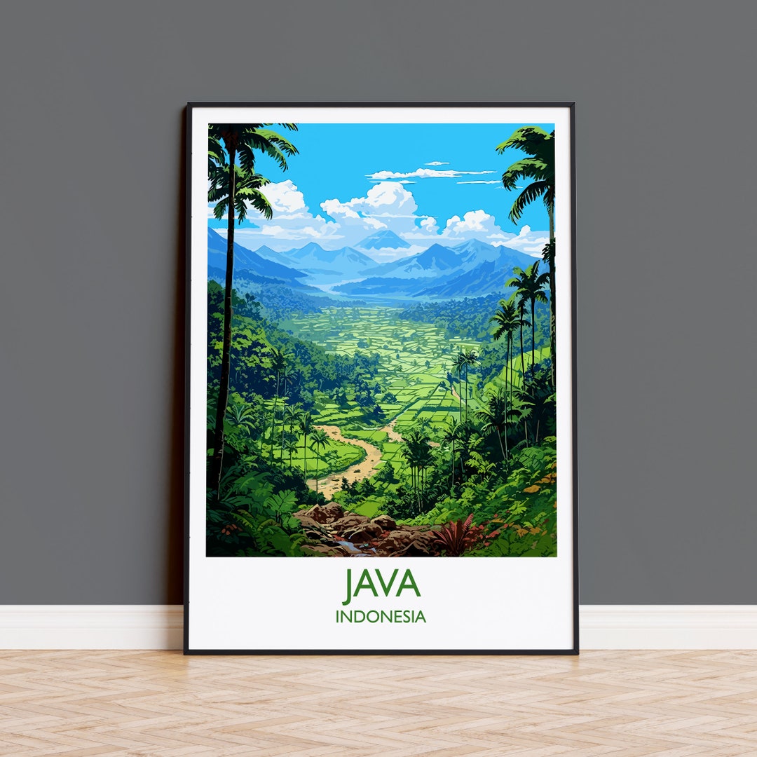 Java Travel Print, Travel Poster of Java, Indonesia, Java Gift, Wall ...