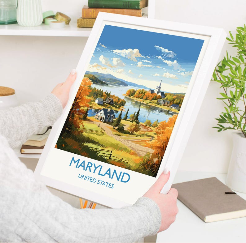 Maryland Poster, Travel Print of Maryland, Maryland State, USA, Travel ...