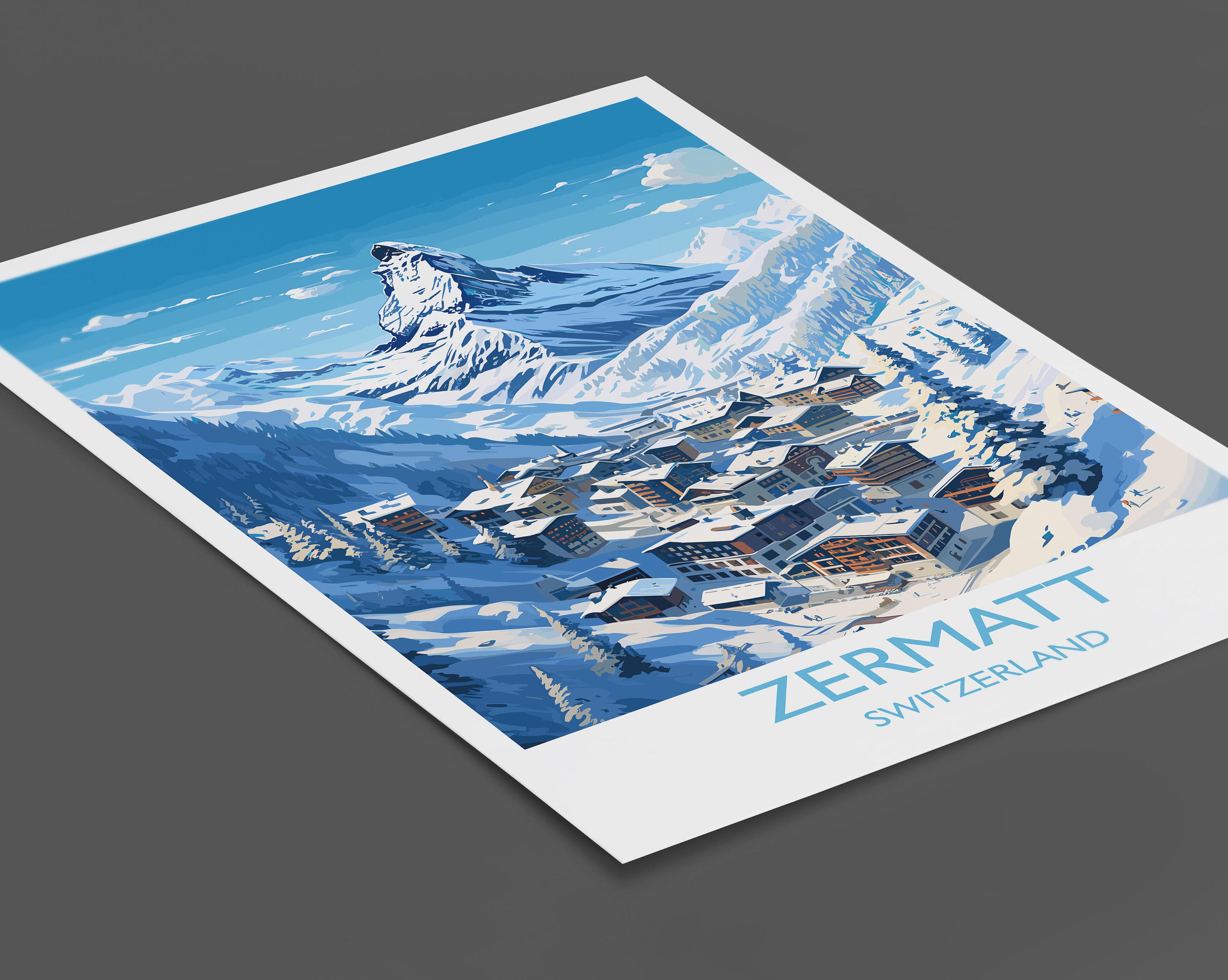 Zermatt Wall Art Travel Poster, Travel Print of Zermatt, Ski Poster ...