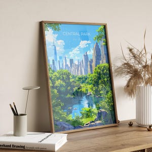 Central Park New York Travel Poster Wall Art, Travel Print of Central ...