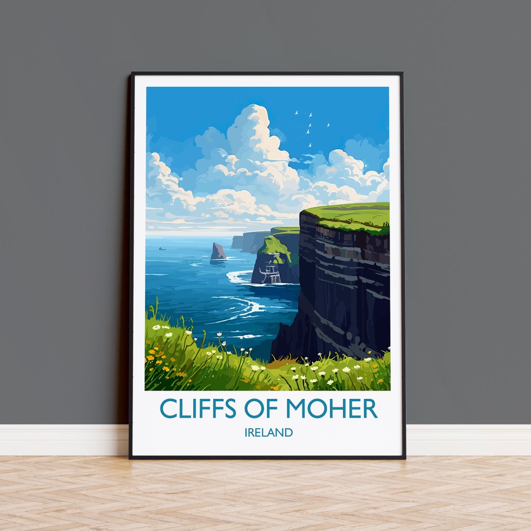 Cliffs of Moher Print, Travel Poster of Cliffs of Moher, Ireland ...