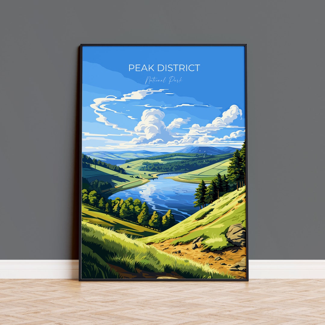 Peak District Travel Poster Wall Art, Travel Print of Peak District ...