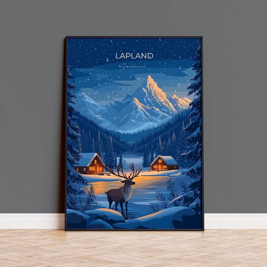Lapland Travel Poster, Travel Print of Lapland, Scandinavia Poster ...