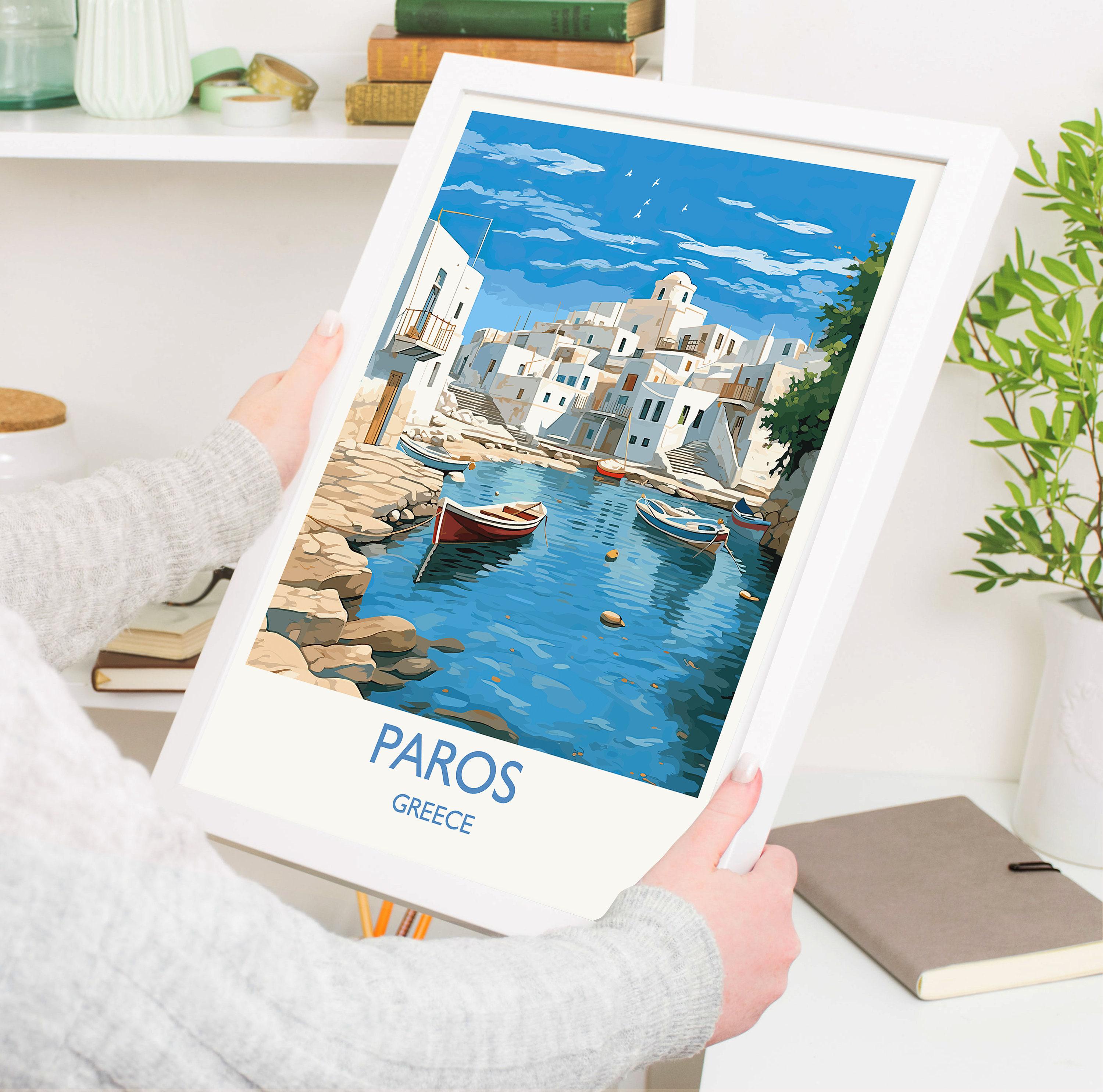 Paros Travel Poster, Travel Print of Paros, Greece Gift, Greek Islands ...