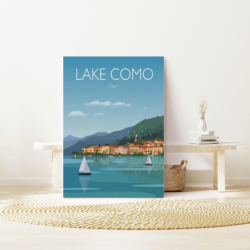 Lake Como Travel Poster Wall Art , Travel Print of Lake Como, Lake Como ...