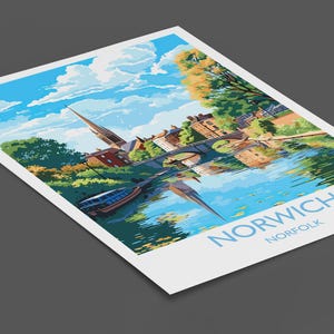 Norwich Travel Print, Travel Poster of Norwich, Norfolk, England ...