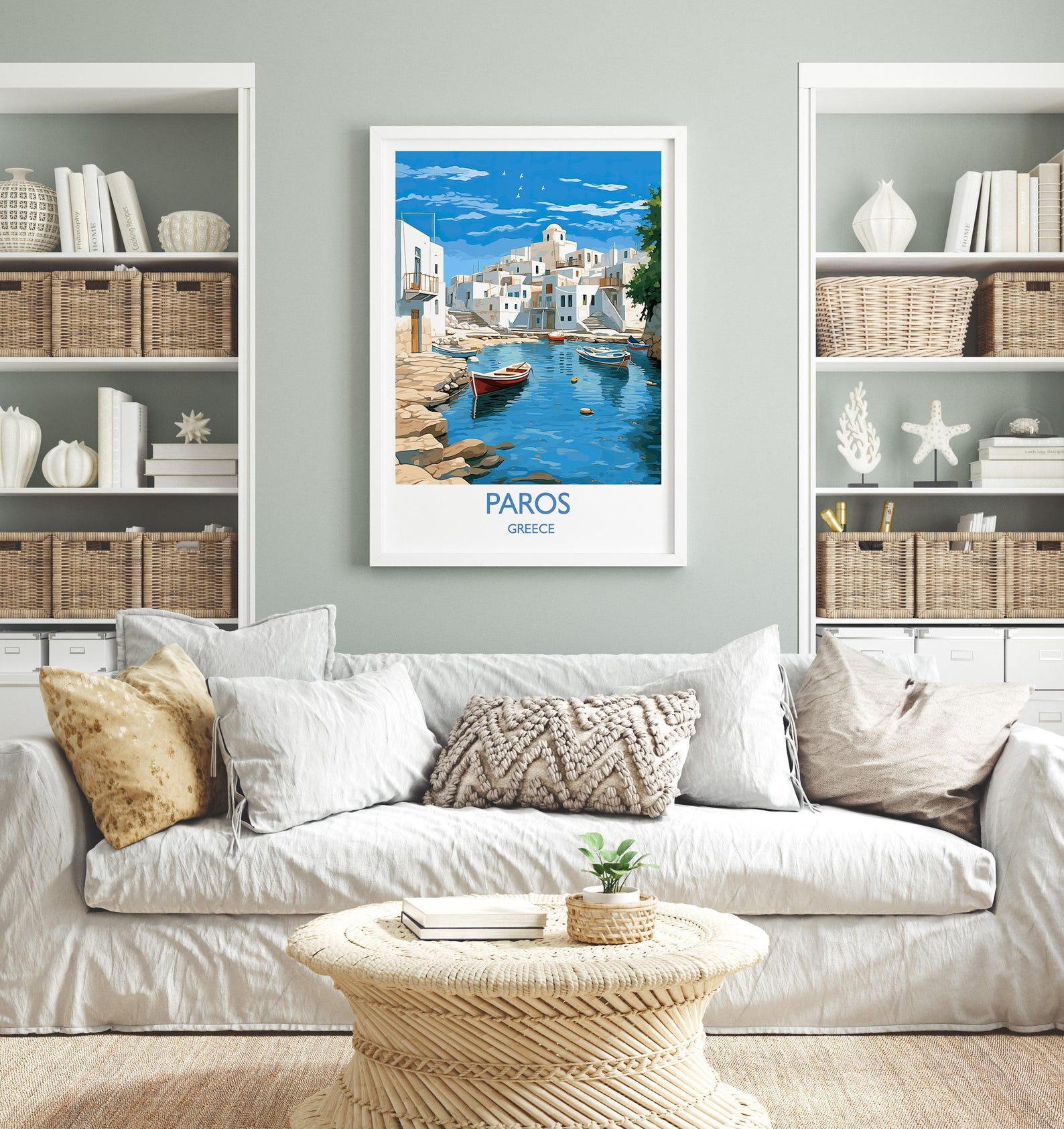 Paros Travel Poster, Travel Print of Paros, Greece Gift, Greek Islands ...