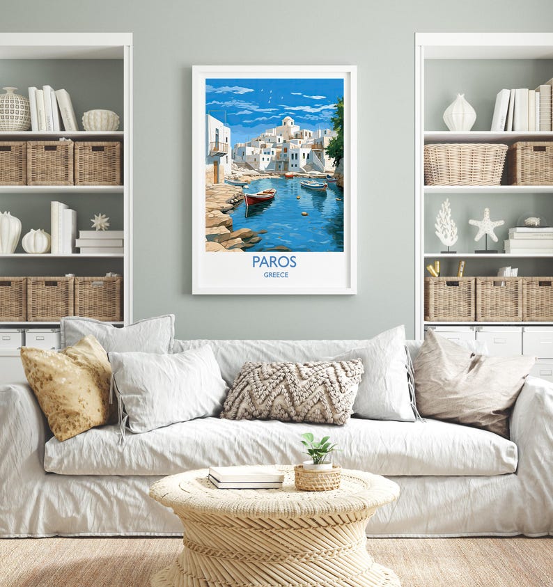 Paros Travel Poster, Travel Print of Paros, Greece Gift, Greek Islands ...