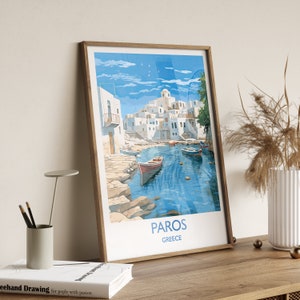 Paros Travel Poster, Travel Print of Paros, Greece Gift, Greek Islands ...