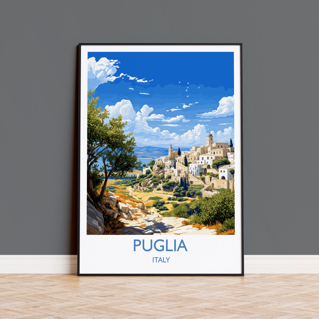 Puglia Travel Poster Wall Art, Travel Print of Puglia, Puglia Art ...