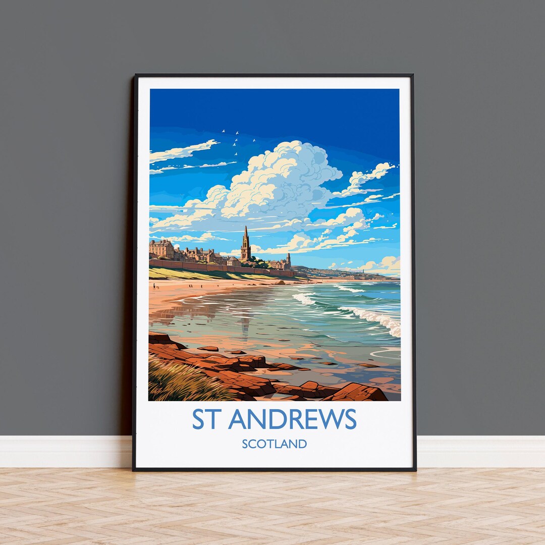 St Andrews Travel Poster Wall Art, Travel Print of St Andrews, Scotland ...