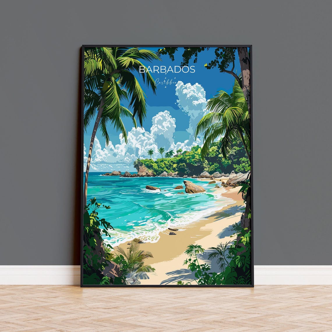 Barbados Travel Poster, Travel Print of Barbados, Caribbean, Barbados ...