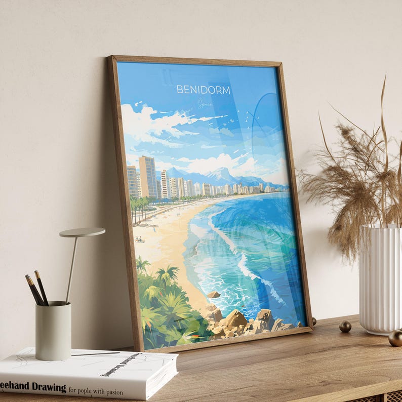 Benidorm Travel Print Wall Art, Travel Poster of Benidorm, Spain ...