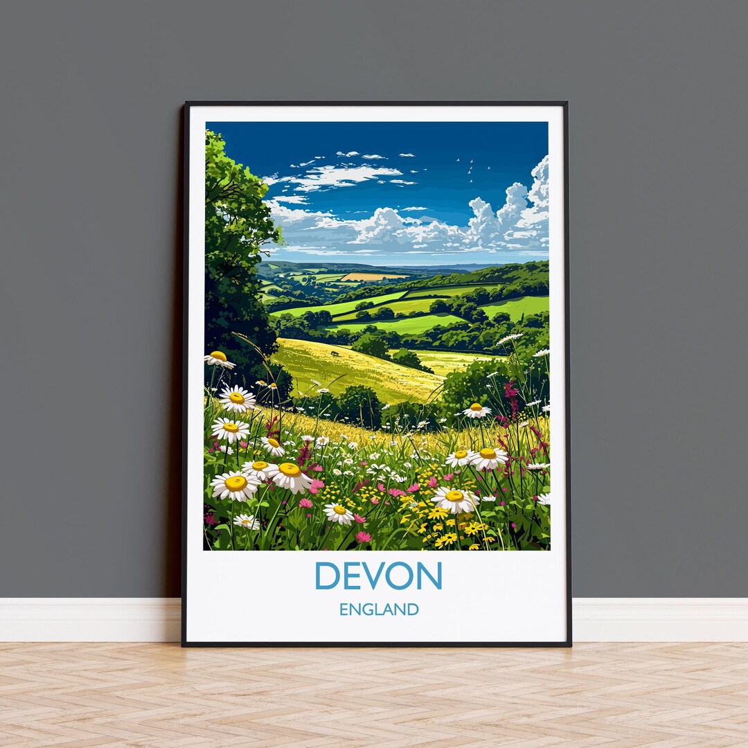 Devon Print Wall Art, Travel Poster of Devon, England, Devon Art Gift ...