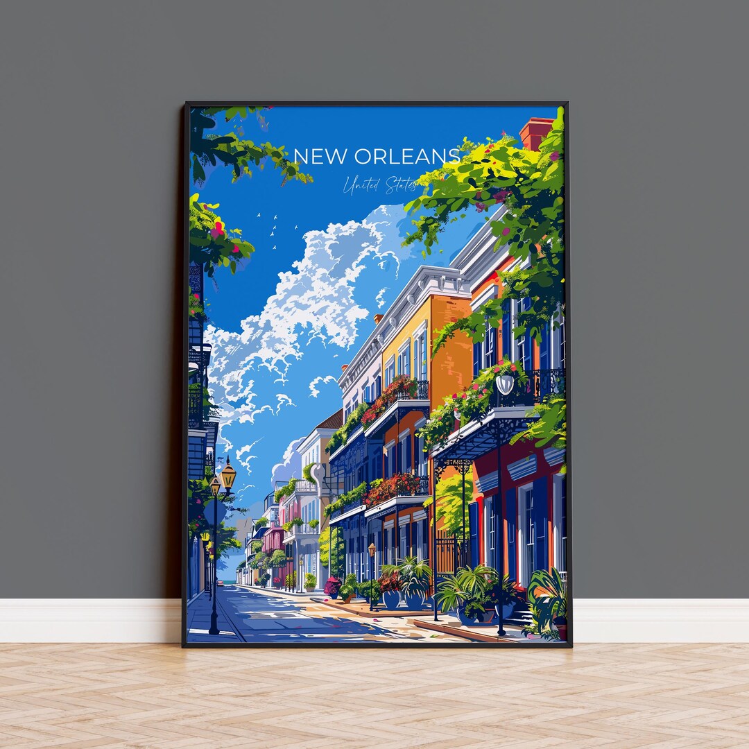 New Orleans Travel Poster Wall Art, Travel Print of New Orleans, New ...