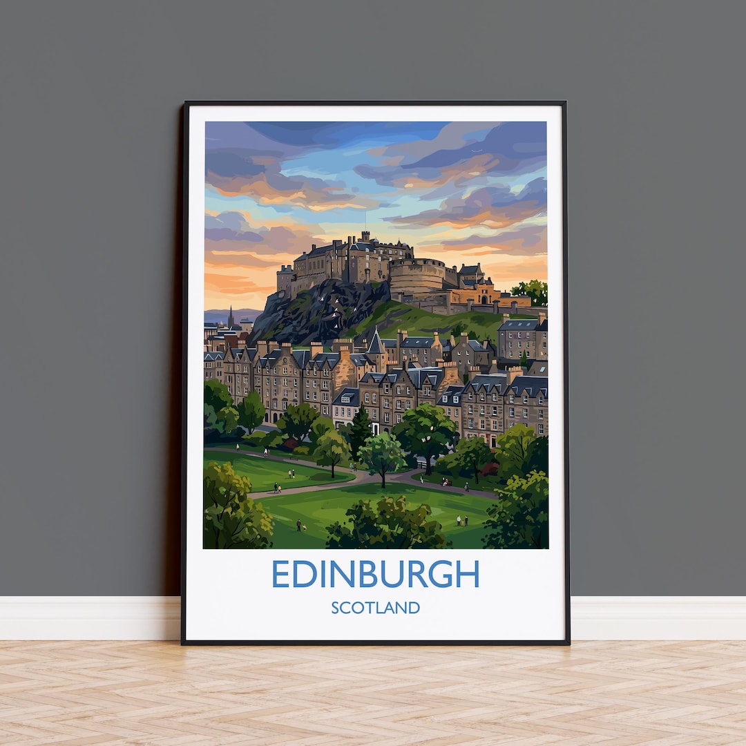 Edinburgh Castle Travel Poster, Princes Street Gardens Wall Art ...