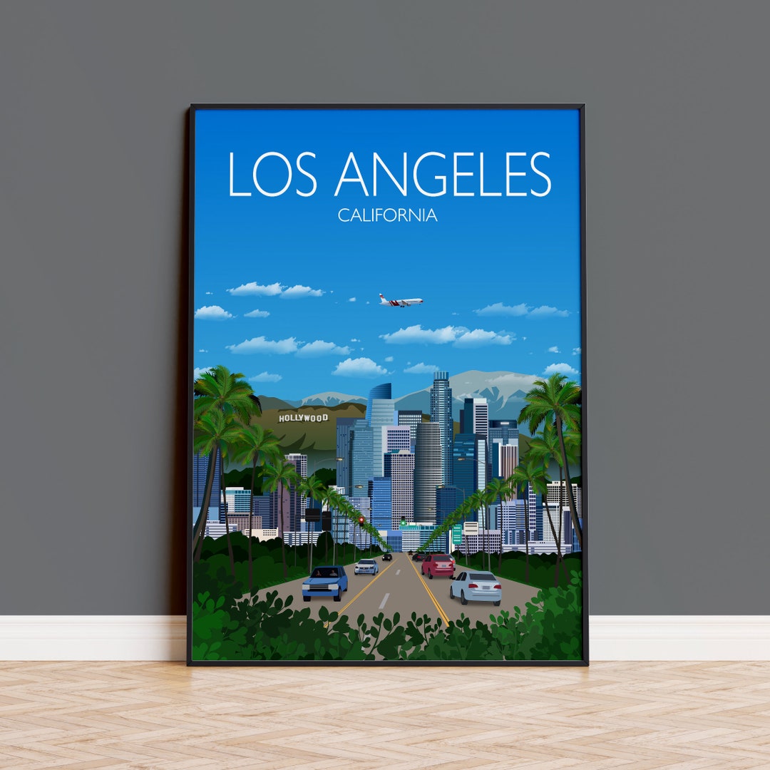 Travel Poster of Los Angeles , Travel Print of Los Angeles, City of Los ...