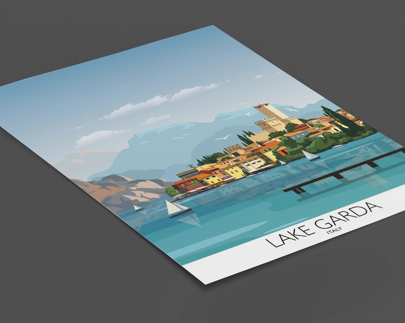 Travel Poster of Lake Garda Travel Print of Lake Garda Lake - Etsy UK