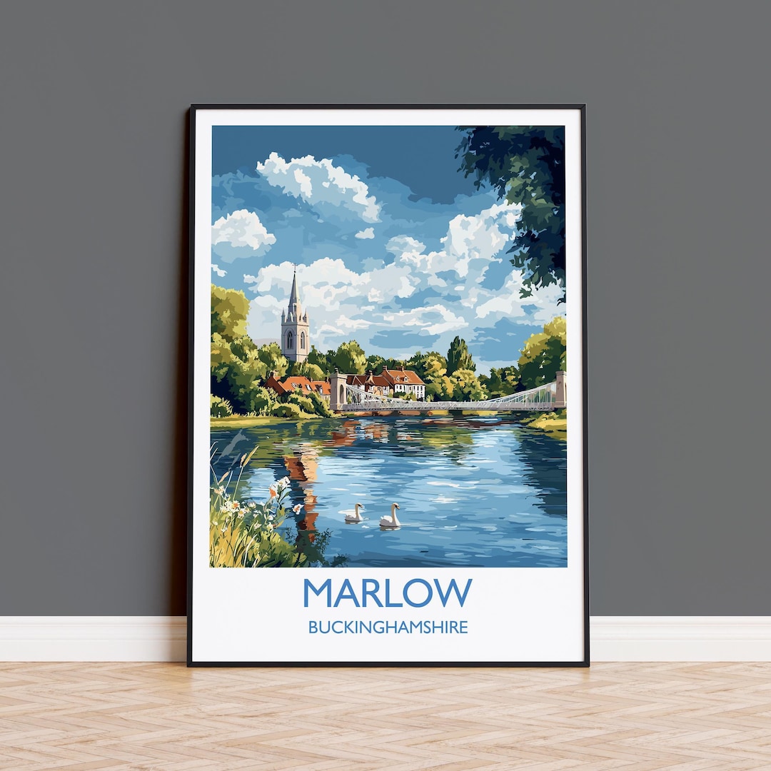 Marlow Travel Poster Wall Art, Travel Print of Marlow, England ...