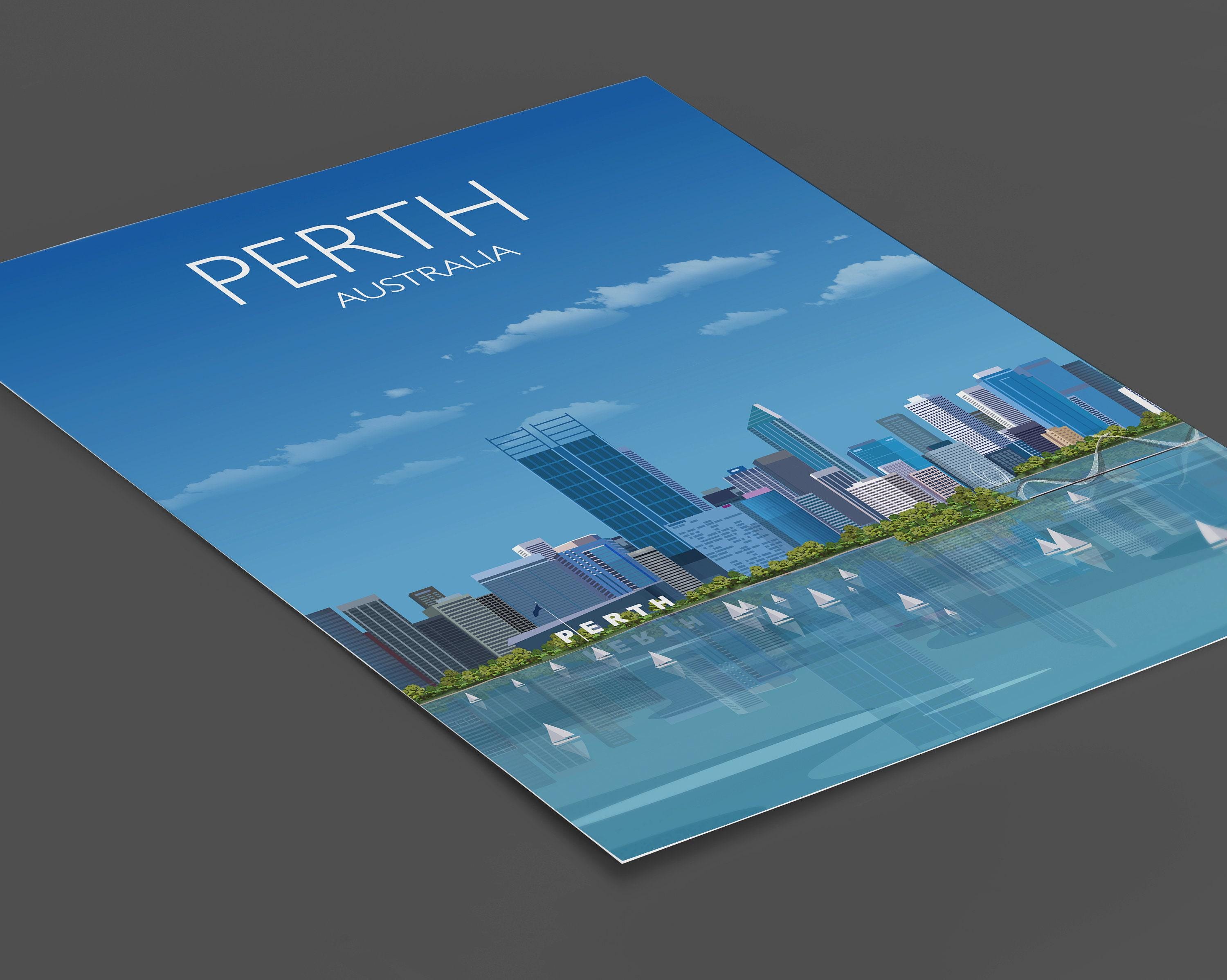 Travel Poster of Perth , Travel Print of Perth, City of Perth ...