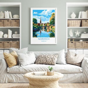 Norwich Travel Print, Travel Poster of Norwich, Norfolk, England ...