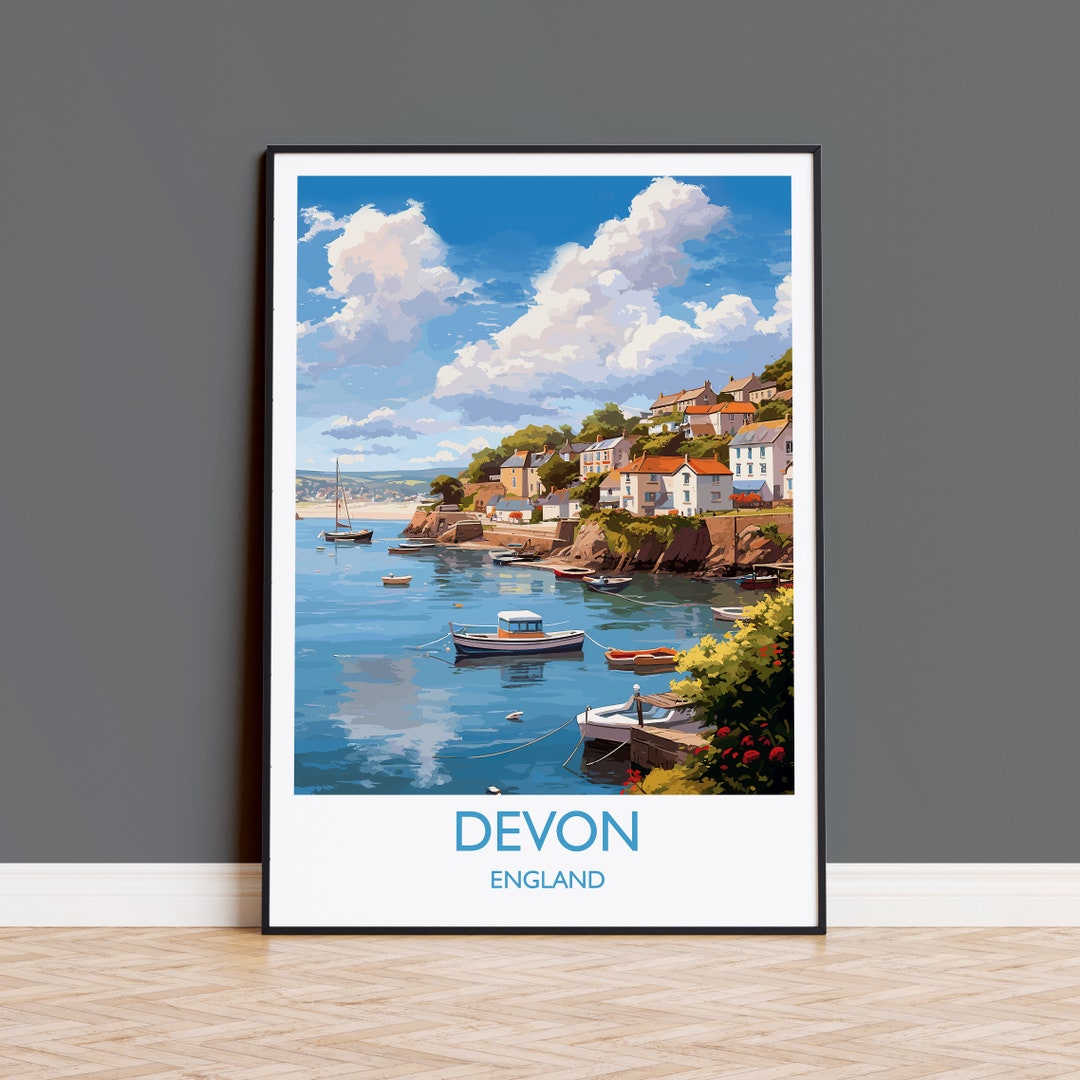 Devon Travel Poster, Devon Travel Print, England, Devon Art, Devon Gift ...
