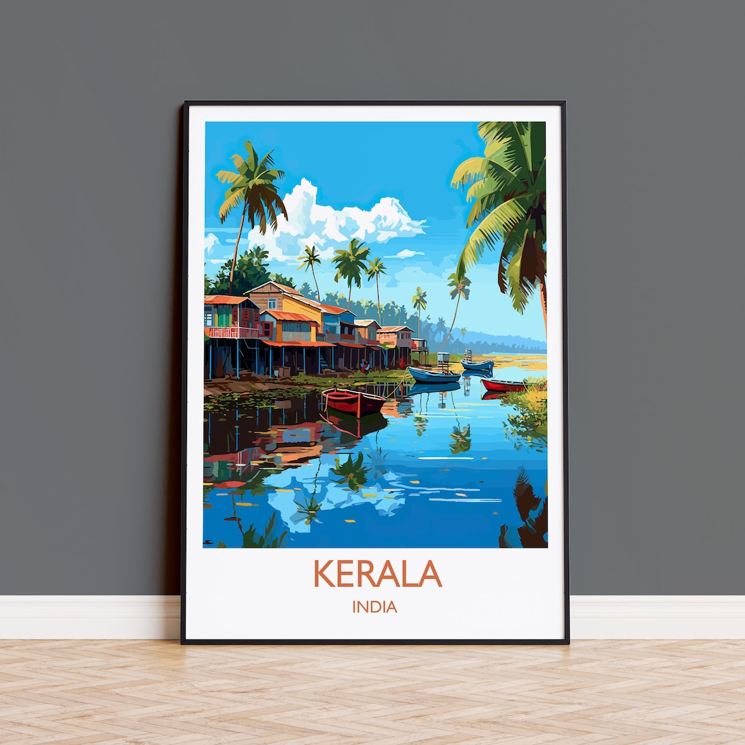 Kerala Travel Print, Travel Poster of Kerala, India, Kerala Art, Kerala ...