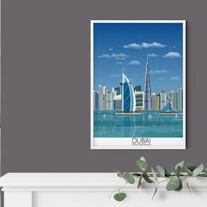 Travel Poster of Dubai, Travel Print of Dubai, City of Dubai, United ...