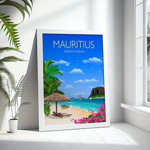 Mauritius Travel Poster Wall Art, Travel Print of Mauritius, Indian ...