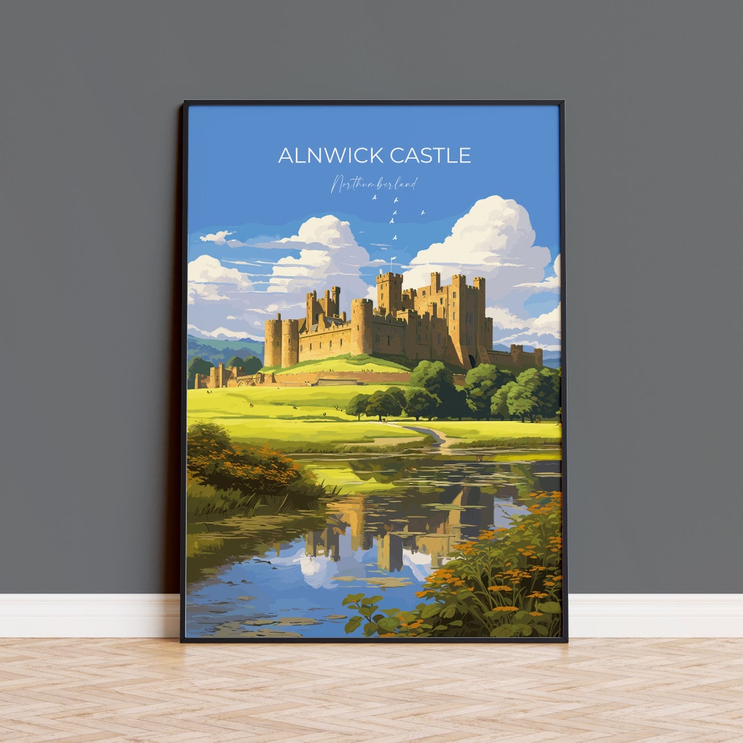 Alnwick Castle Travel Print, Travel Poster of Alnwick Castle ...