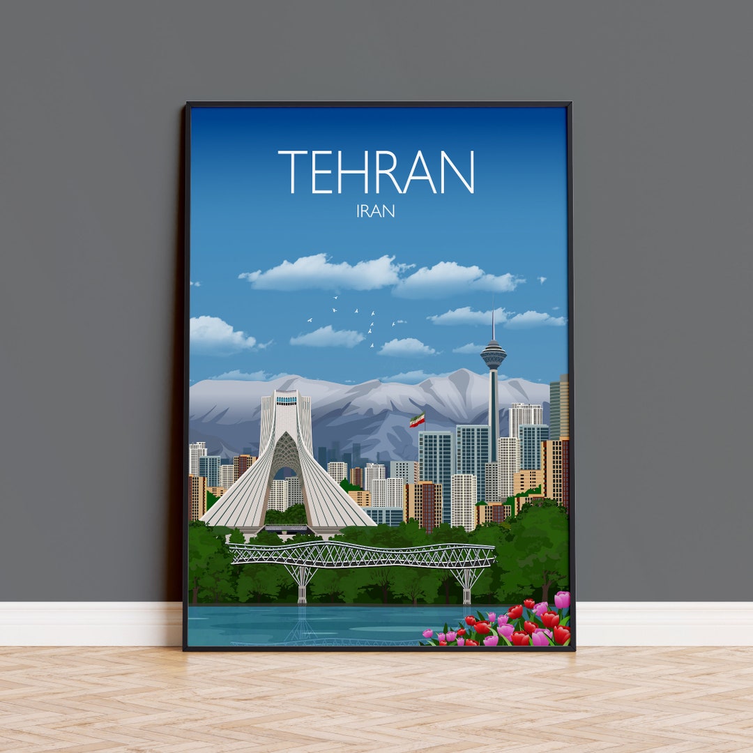 Travel Poster of Tehran, Travel Print of Tehran, Tehran, Iran, Iran ...